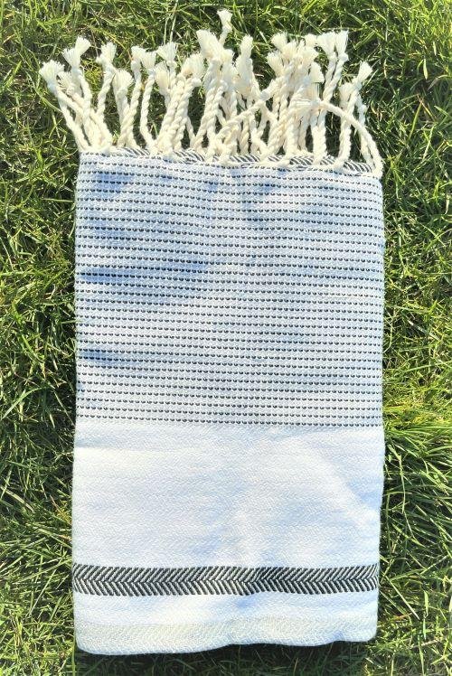 Fouta Jrida Gris - Serviette de plage 100% coton - Fouta 619